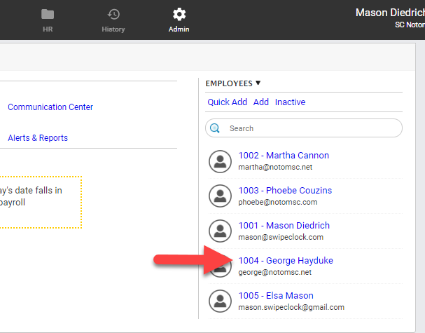 Employee Settings in HUB